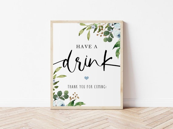 Have a Drink Sign Baptism Cocktail Table Sign Thank You | Etsy