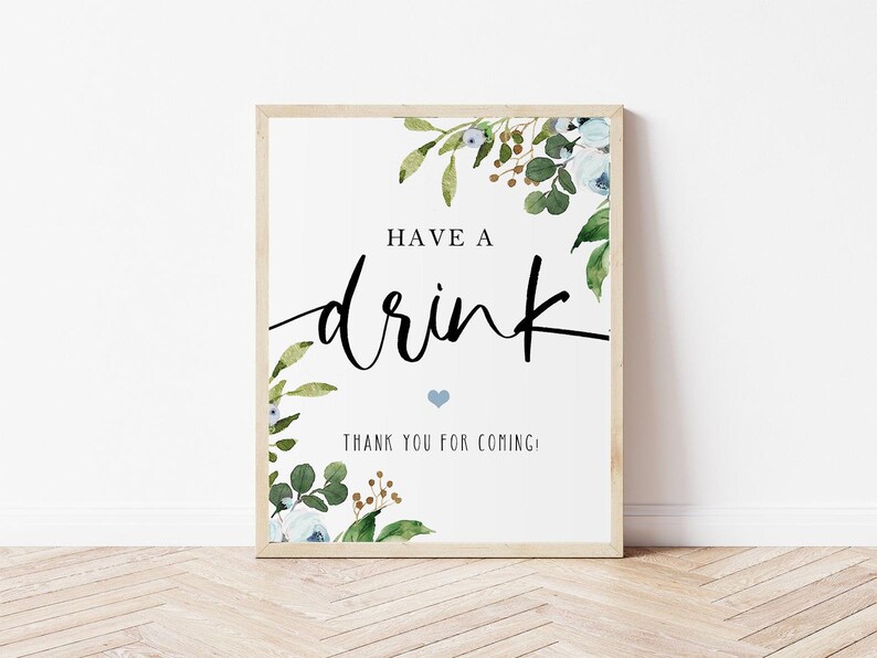 Have a Drink Sign, Baptism, Cocktail Table Sign, Thank You Instant ...