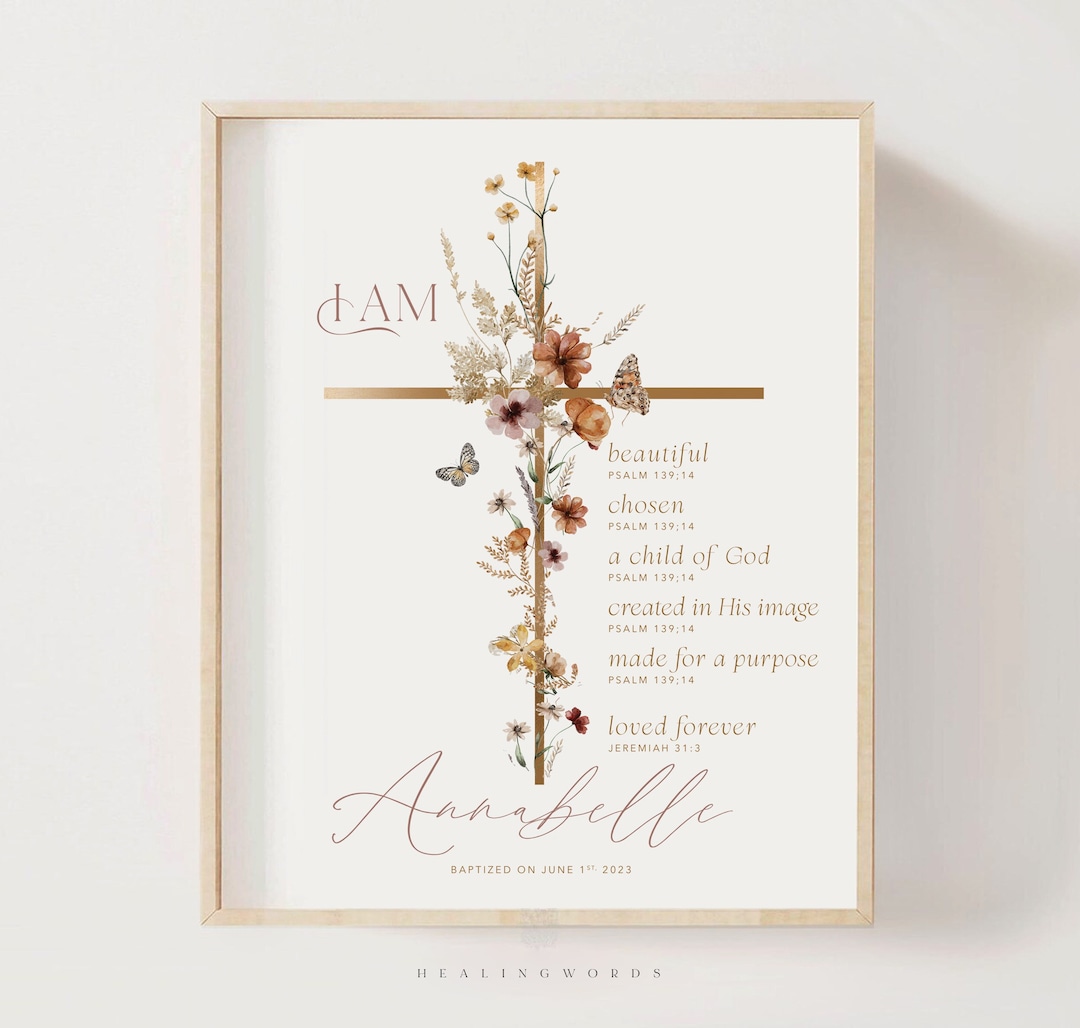 Baptism Gift Girl, Personalized PRINTABLE, Baby Girl Gift, Boho Nursery ...