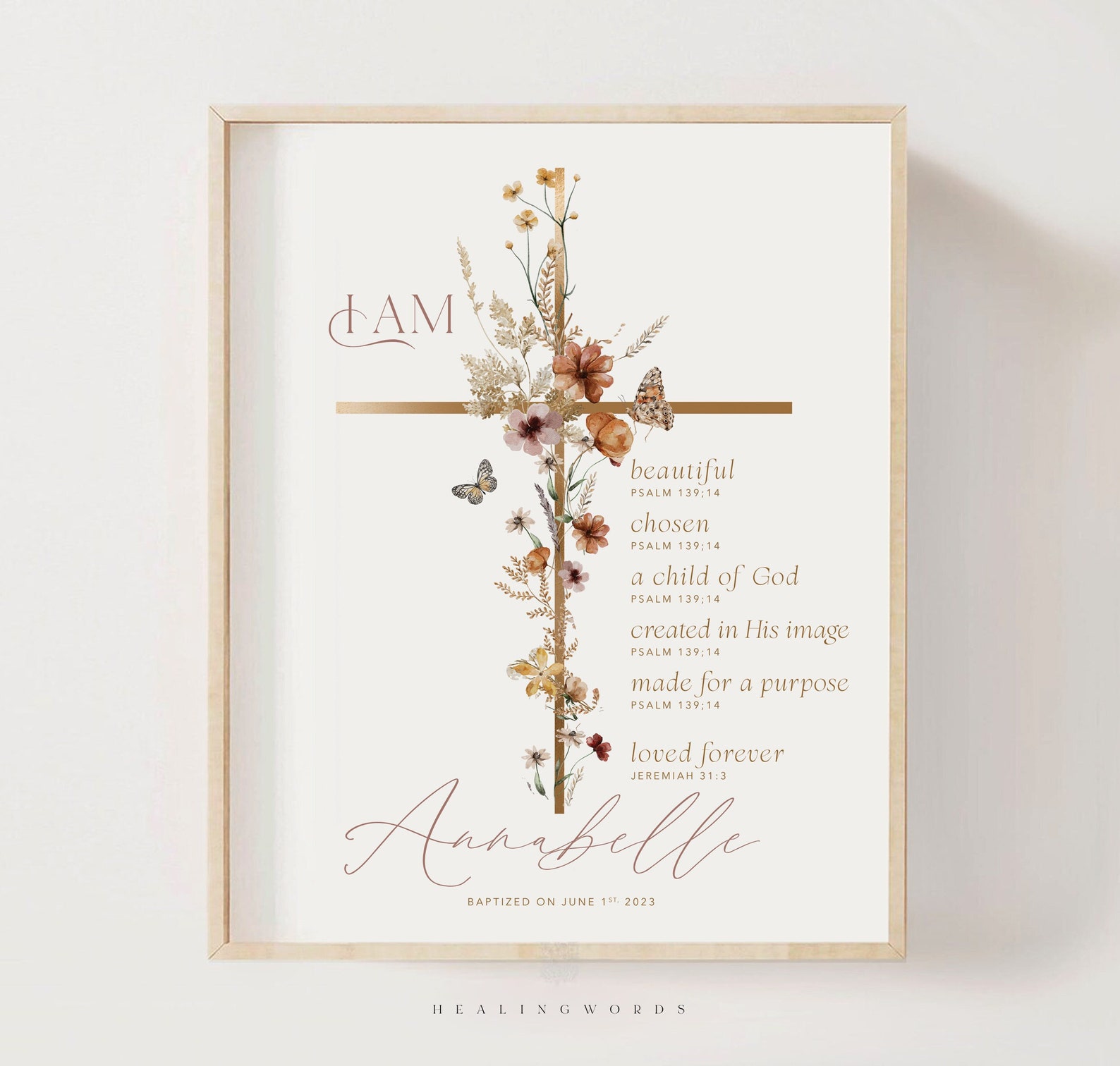 Baptism Gift Girl, Personalized PRINTABLE, Baby Girl Gift, Boho Nursery ...