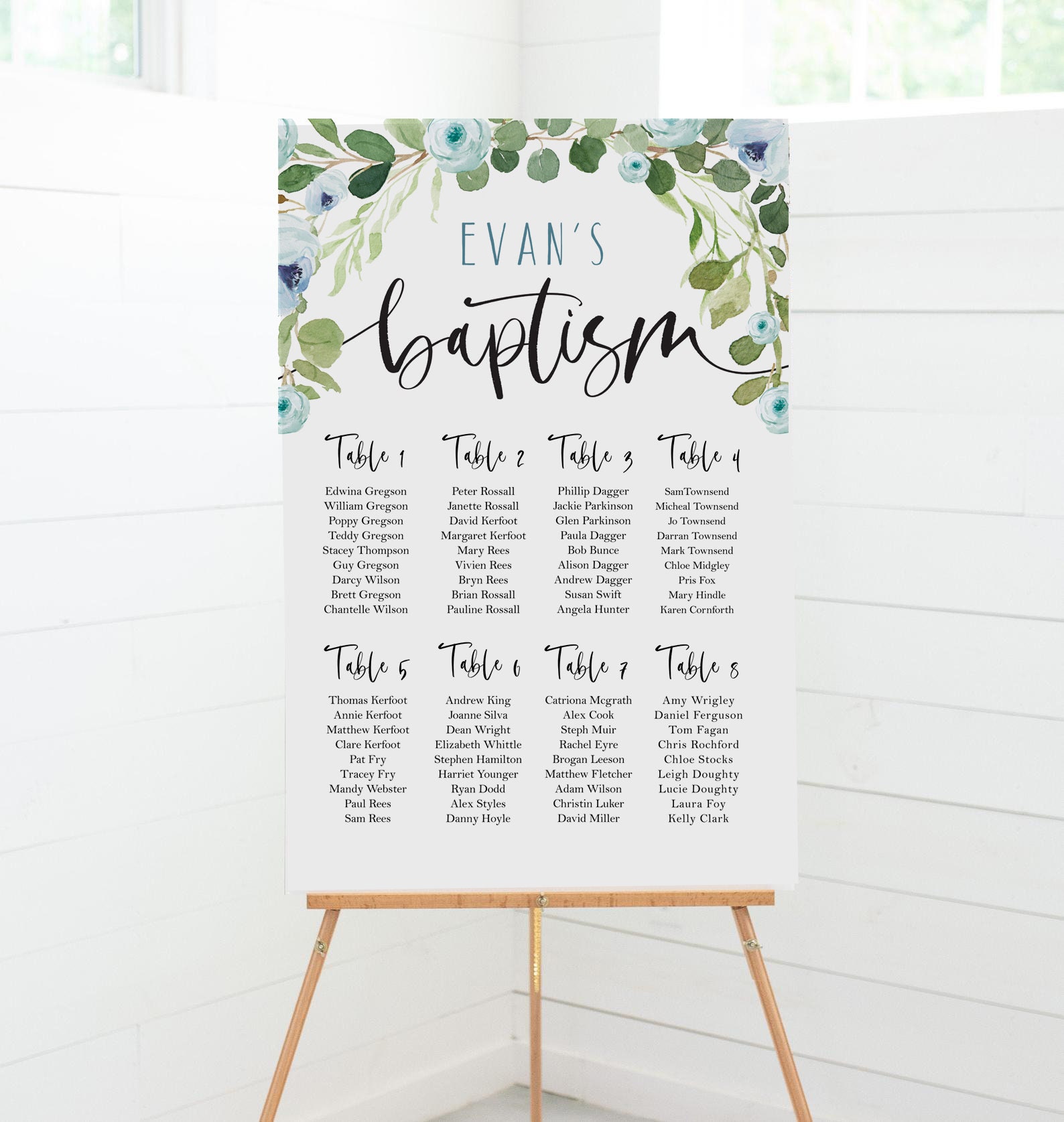 Baptism Seating Chart Boy Seating Chart Template DIY - Etsy