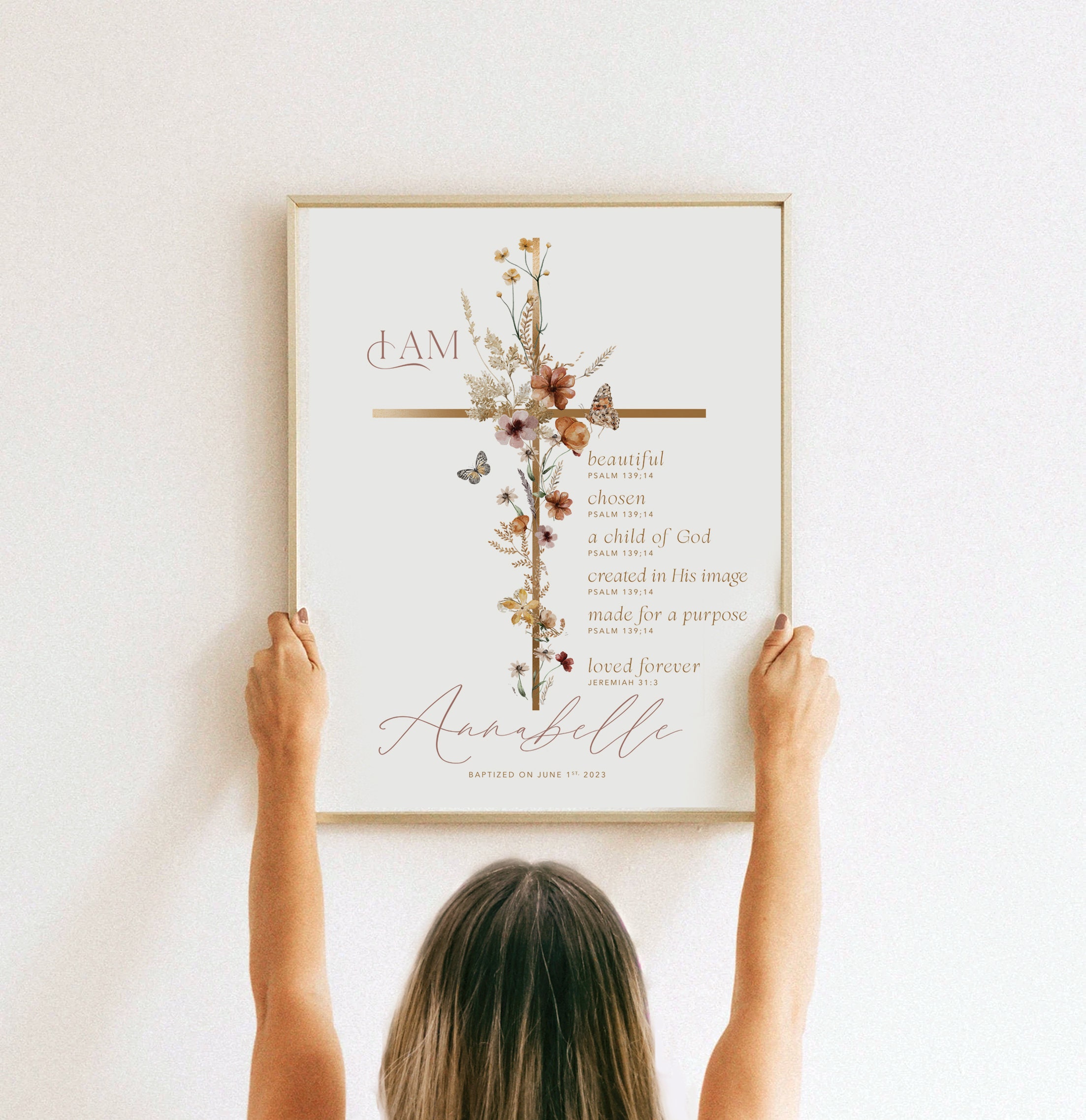 Baptism Gift Girl, Personalized PRINTABLE, Baby Girl Gift, Boho Nursery ...