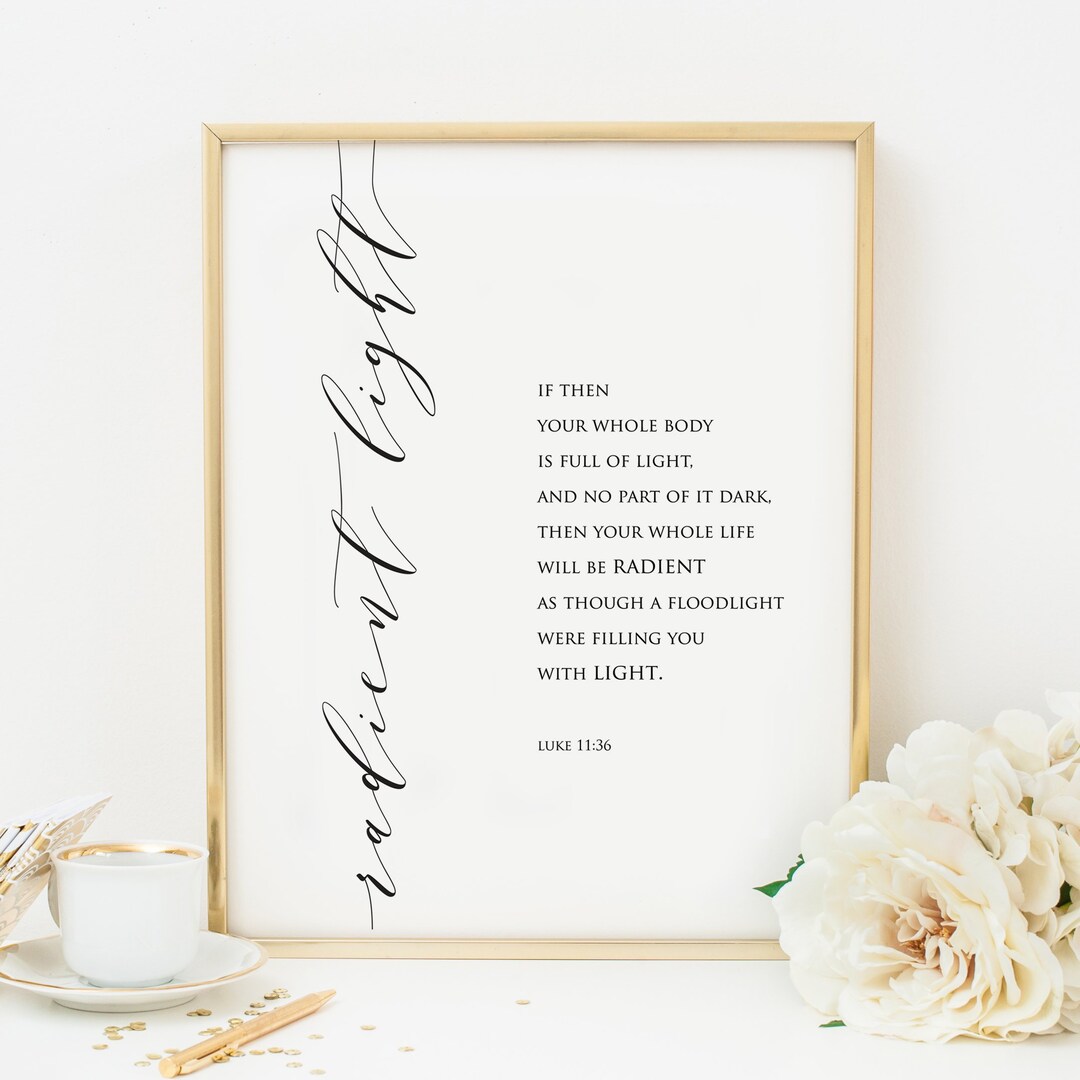 Bible Verse Art Sign, Verse Printable, Christian Wall Art, RADIENT ...