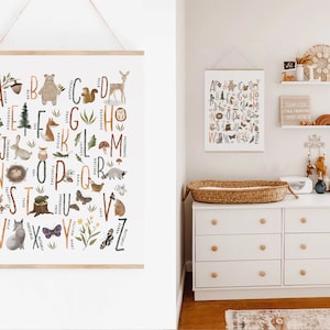 Woodland Alphabet Poster, Woodland Alphabet Print, Woodland Nursery ...
