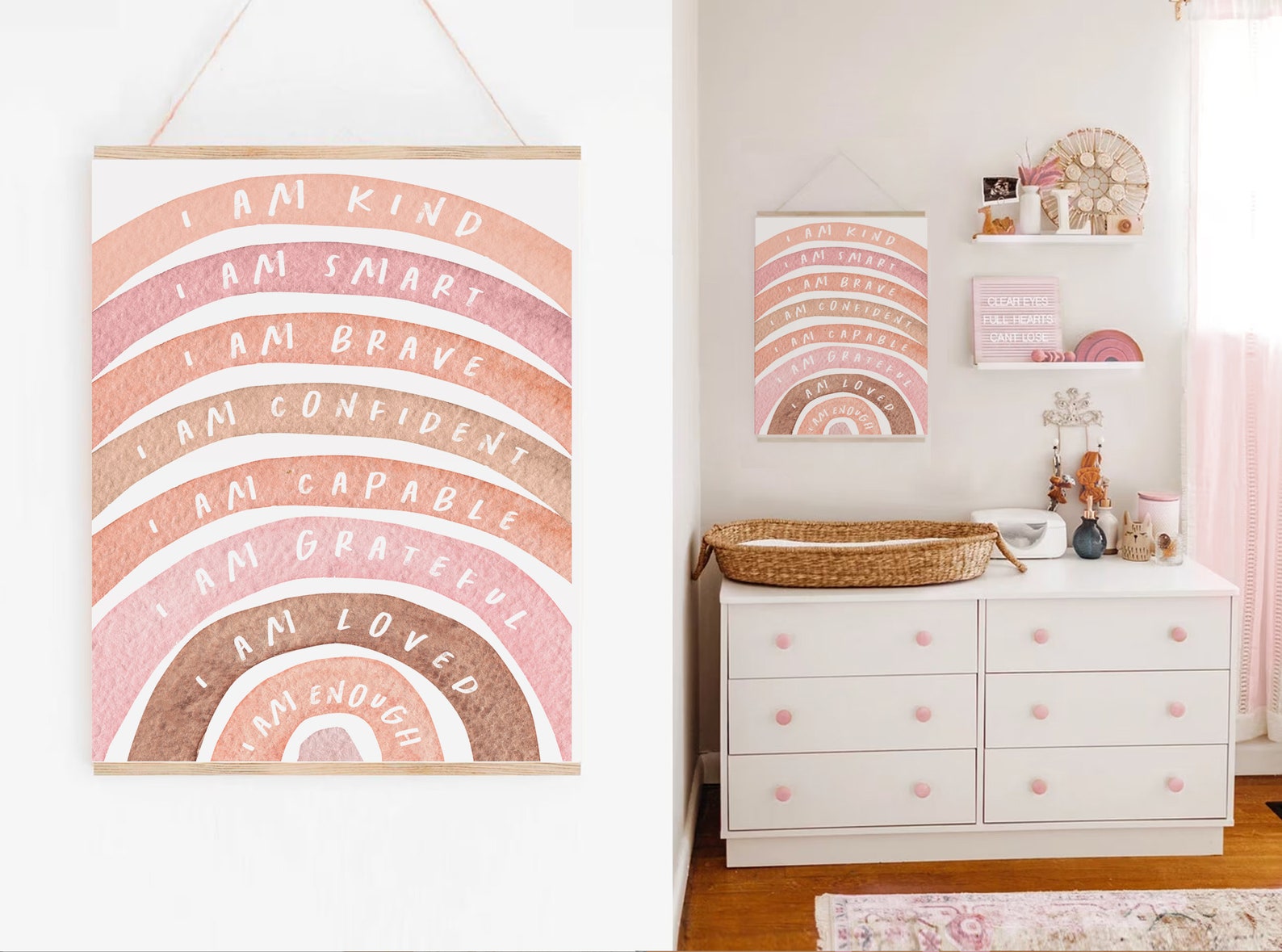 Affirmations Print, Pink Rainbow Affirmations Print for Kids ...