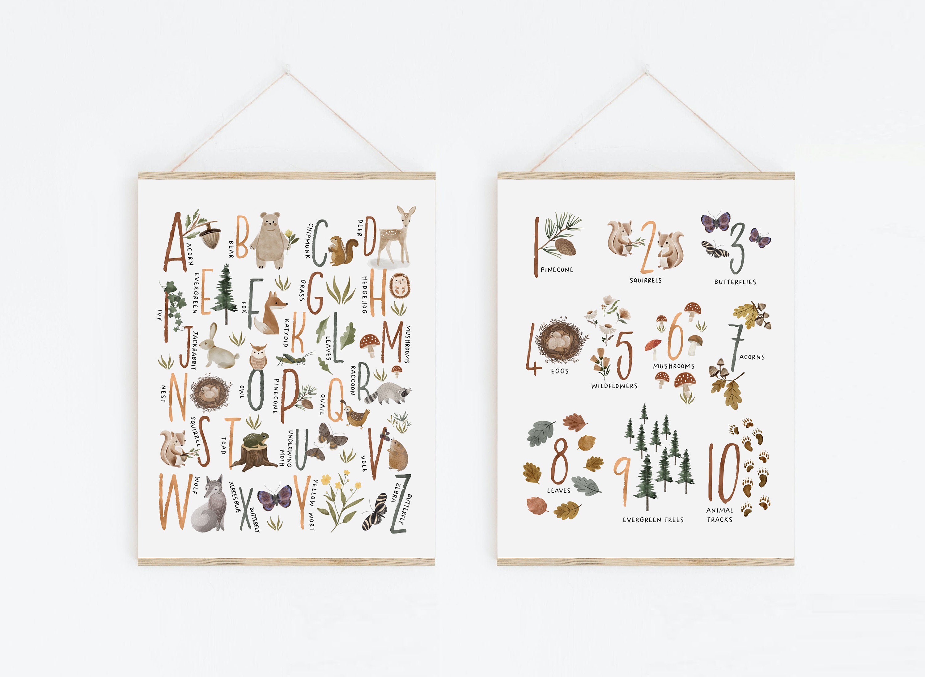 Woodland Alphabet Poster, Woodland Alphabet Print, Woodland Nursery ...
