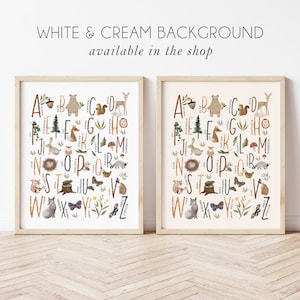 Woodland Alphabet Poster, Woodland Alphabet Print, Woodland Nursery ...
