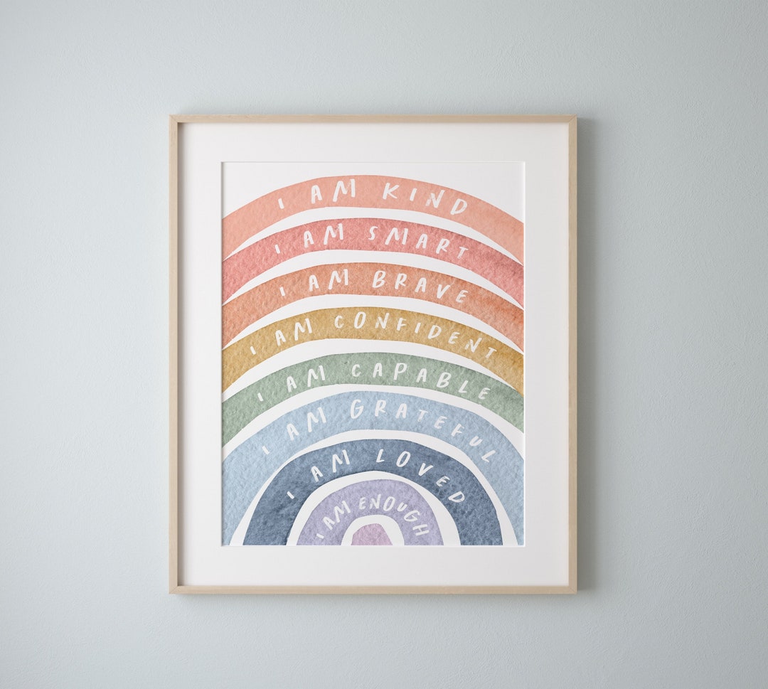 Affirmations Print, Rainbow Affirmations Print for Kids, Rainbow ...
