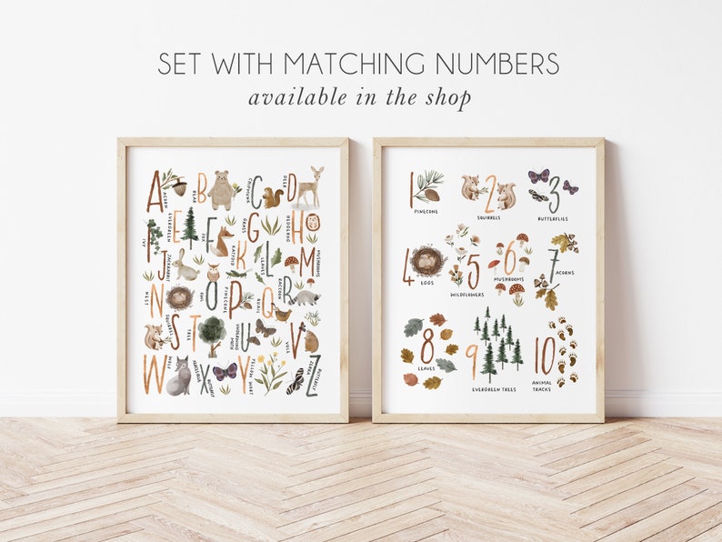Woodland Alphabet Poster Woodland Alphabet Print Woodland - Etsy