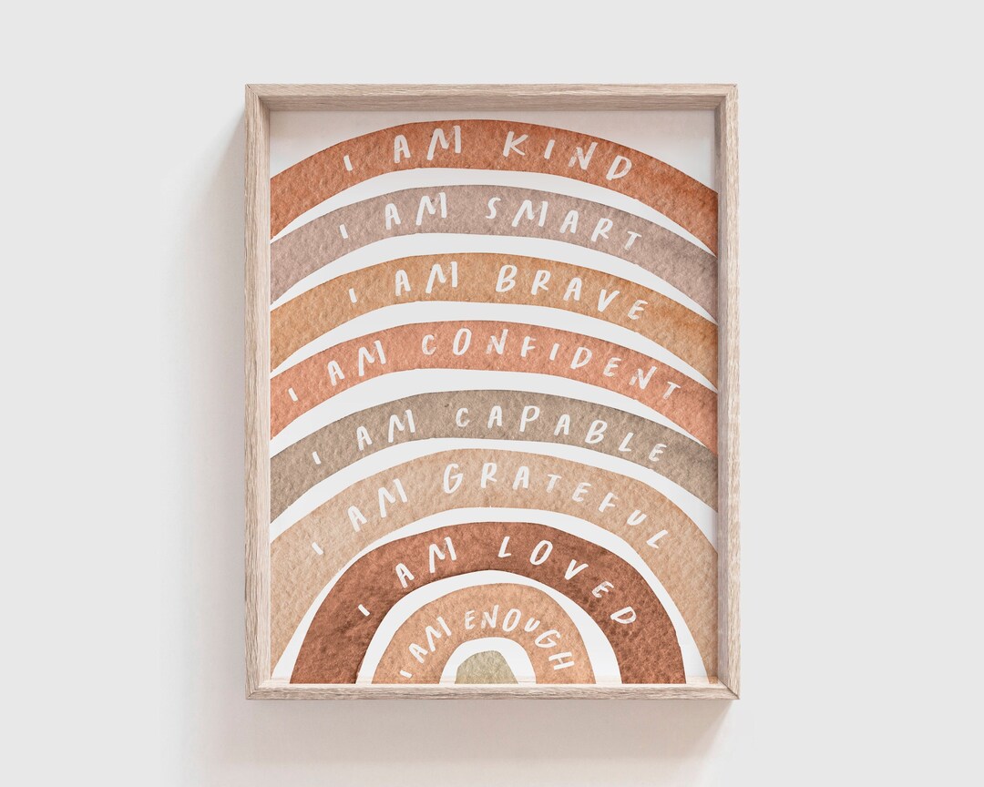Affirmations Print, Boho Rainbow Affirmations Print for Kids ...