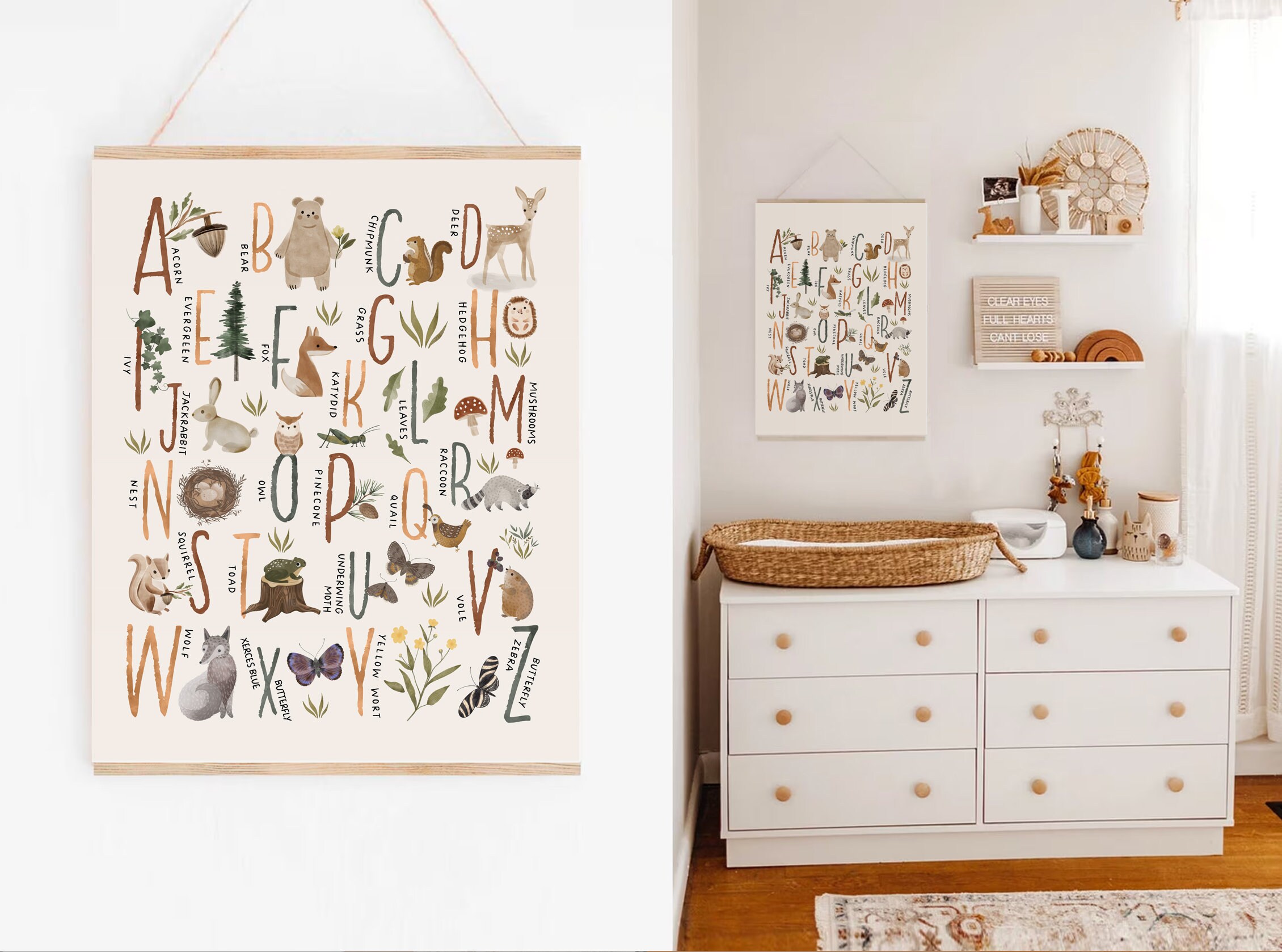 Woodland Alphabet Poster, Woodland Alphabet Print, Woodland Nursery ...