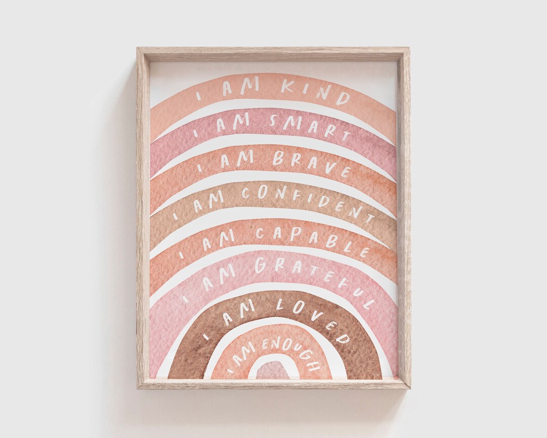 Affirmations Print, Pink Rainbow Affirmations Print for Kids ...