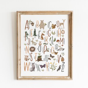 Woodland Alphabet Poster, Woodland Alphabet Print, Woodland Nursery ...
