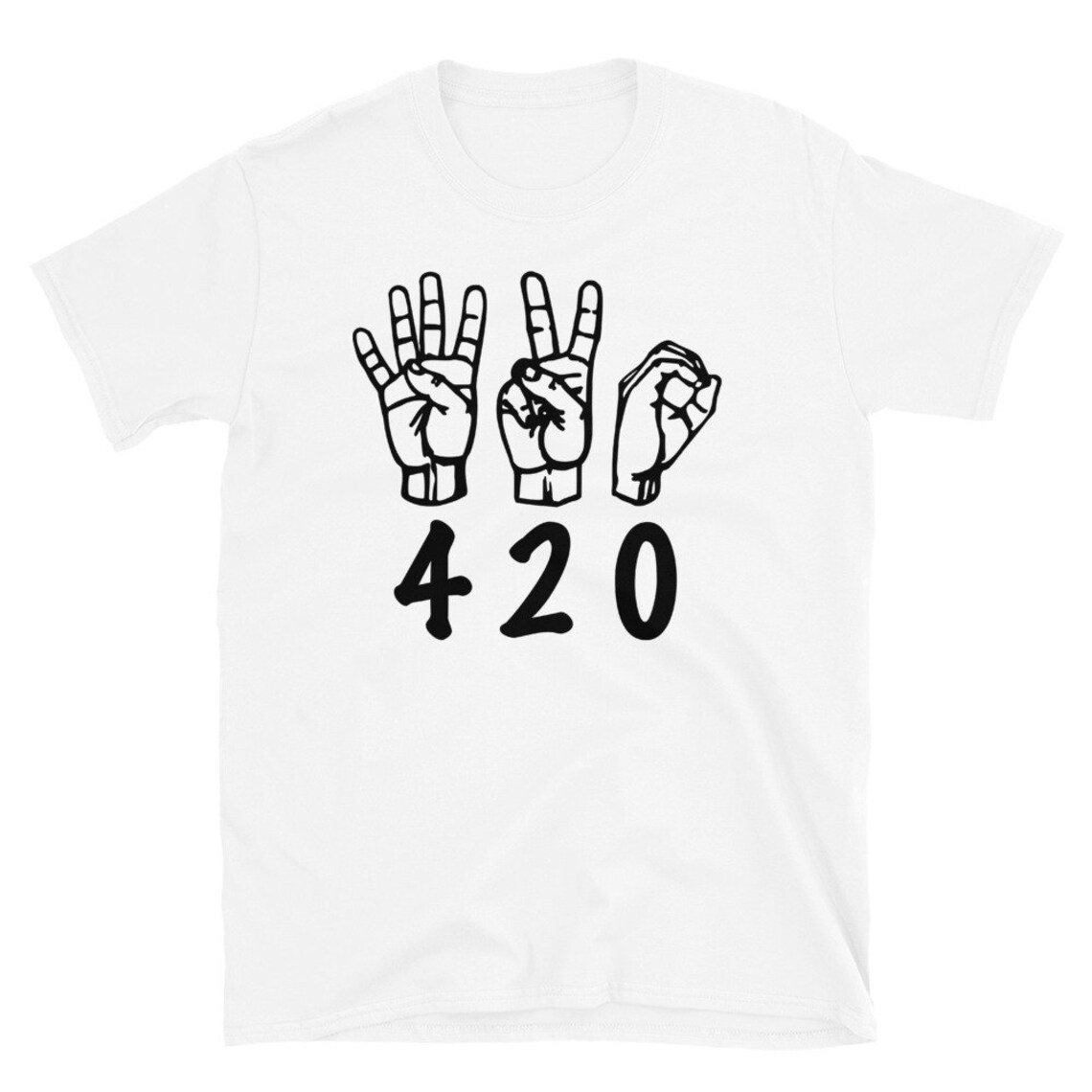 420 Hand Sign Short-sleeve Unisex Weed T-shirt-stoner Giftst-funny ...