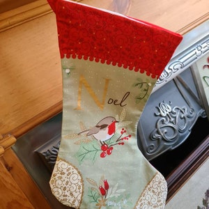 Robin Christmas Stocking – Festive Cotton Fabric - Etsy UK