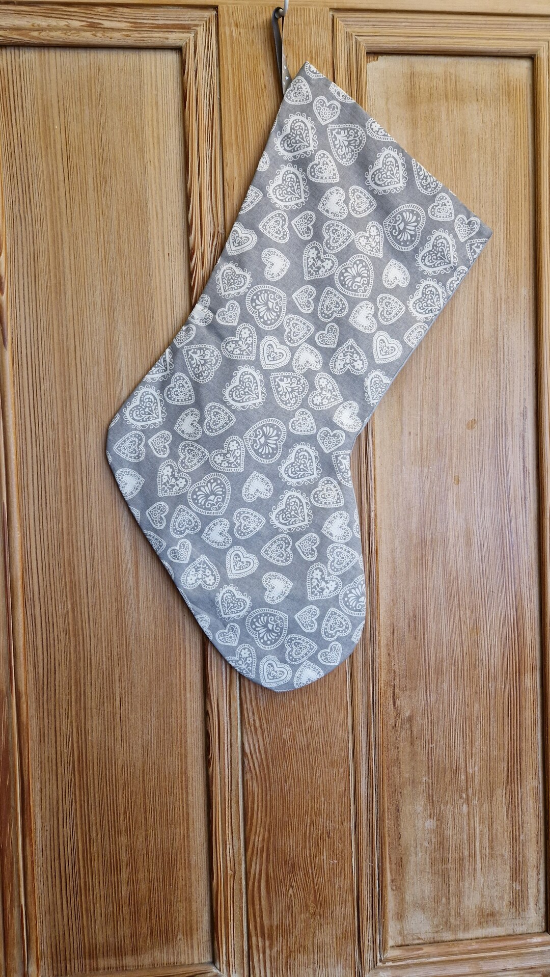 Grey Scandi Fully Lined Christmas Stocking, Gifts, Christmas, Santa ...