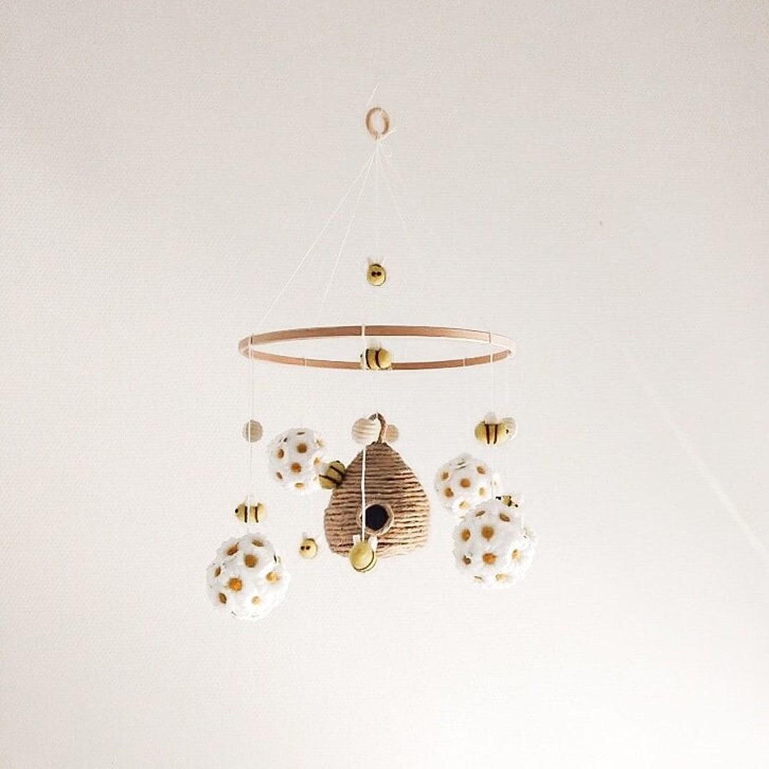 BEE MOBILE. Bee and Hive Mobile Made of Jute. Gender-neutral Baby ...