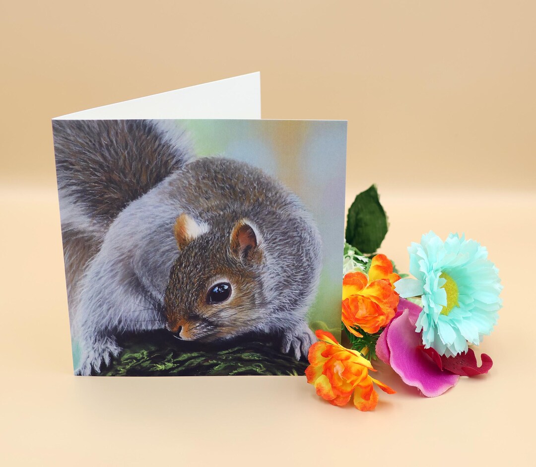 Squirrel Greetings Card, Grey Squirrel, British Wildlife Lovers, Garden ...