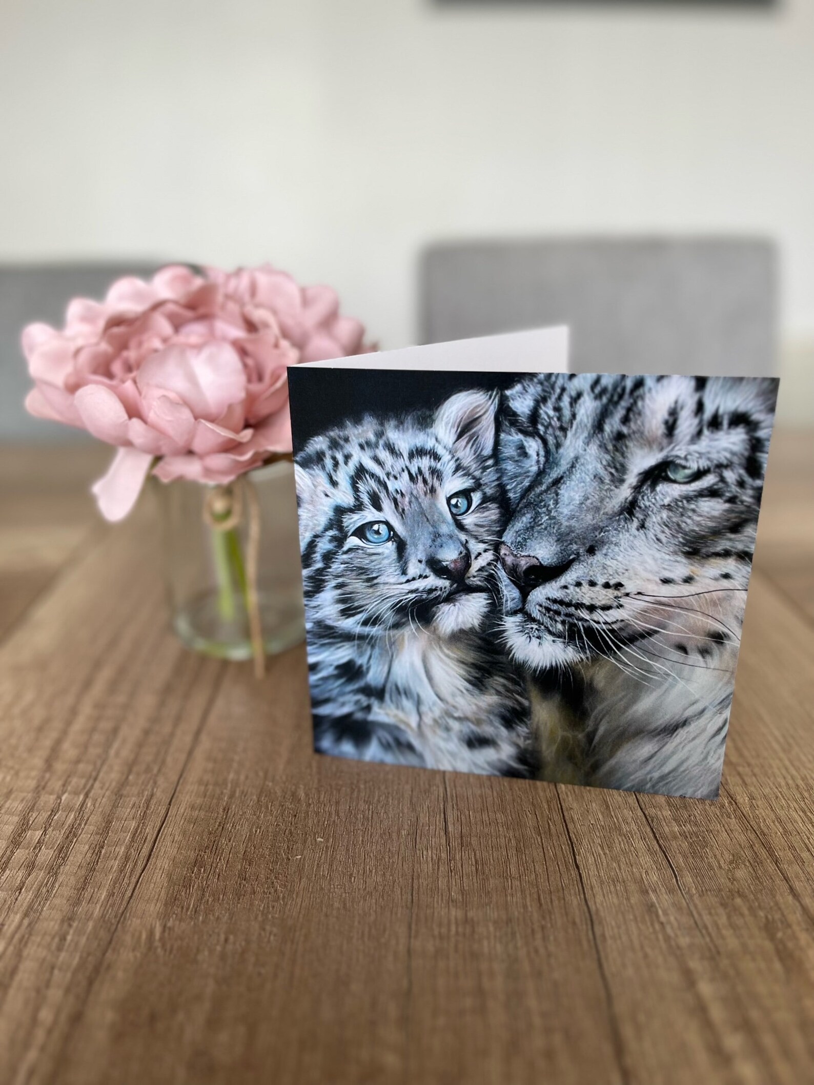 Snow Leopard Greeting Card Fine Art Print Big Cat Wildlife Painting ...