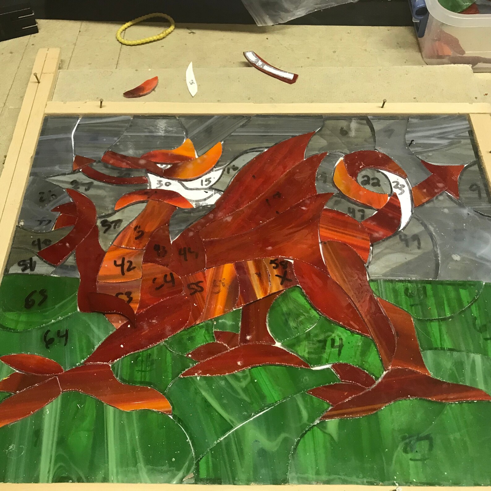 Welsh Dragon - Welsh Flag - Stained Glass - Oak Frame - Wales - Etsy