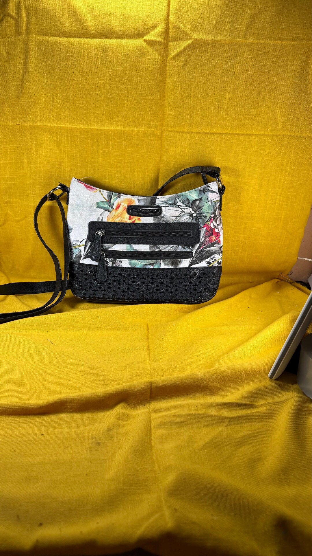 Stone Mountain Purse Faux Leather Shoulder Bag Beautiful Floral Print ...