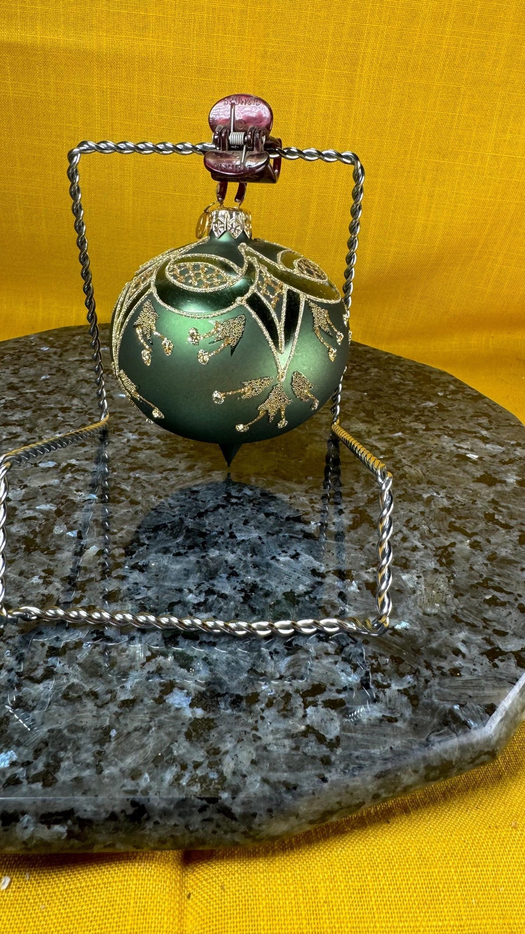 Department 56 Poland Clock Tag Glass Ornament Green With Gold Glitter ...