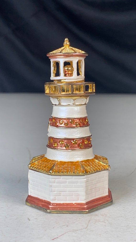 Beautiful bejeweled enamel light house lighthouse tri… - Gem