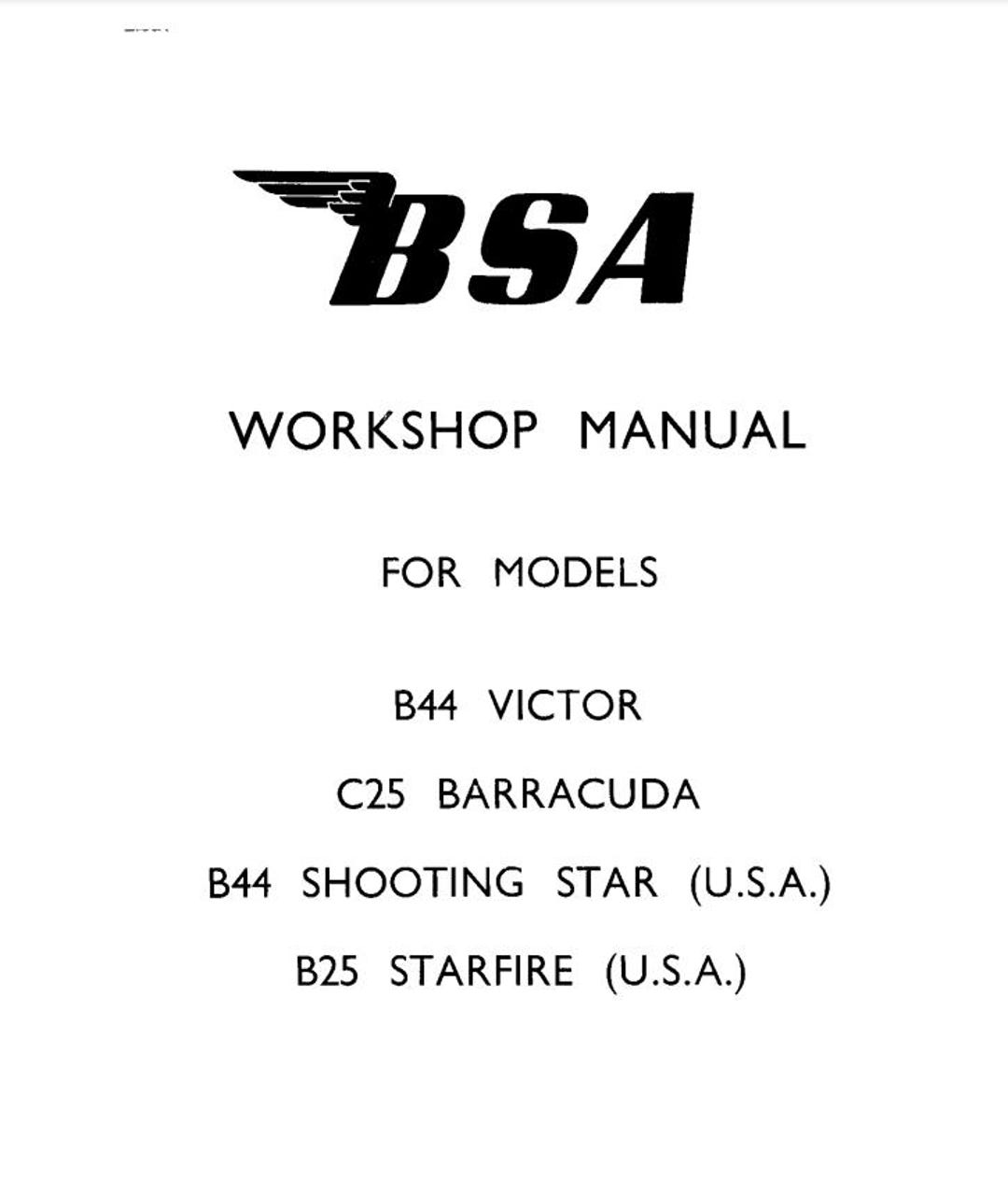 1967-1970 BSA C25 Barracuda B25 Star Fire B44 Shooting Star B44 Victor ...