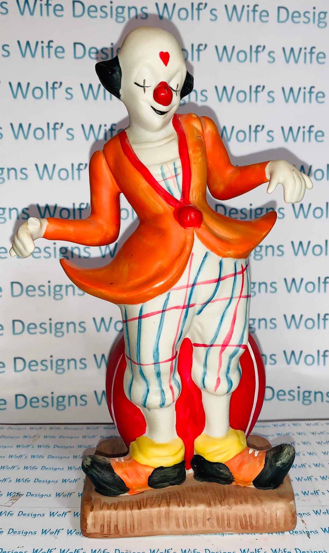 Porcelain Clown With Big Red Ball and a Heart on Its Forehead Gift ...