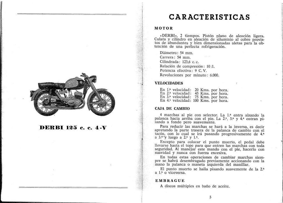 Derbi Super 98 Turismo 4-V 125 Cc Parts & Owner Manuals 58 Pages in ...