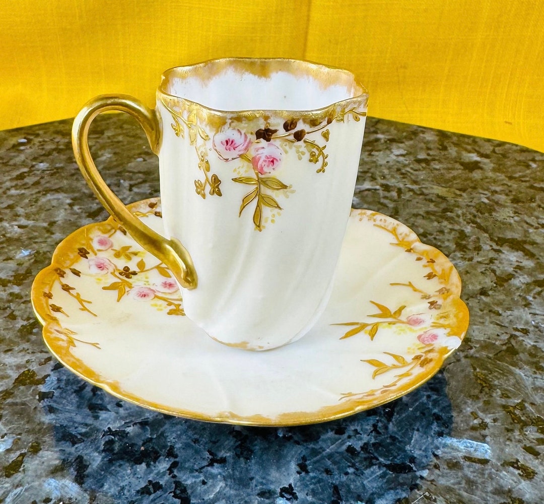 Marked France Small Tea Cup and Saucer CHIPPED See Photos Plate 4 Inch ...