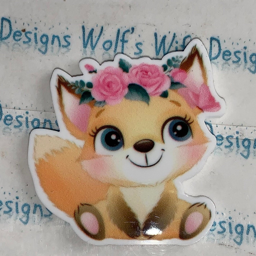 Lot of 10 Flat Back Planar Resin Fox With Flower Crown Plastic Planar ...