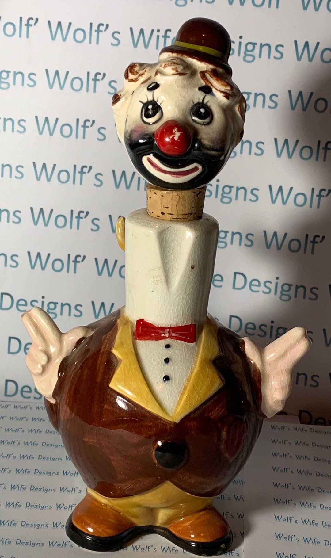 1960s Clown Decanter Collectible Porcelain or Ceramic Clown Liquor ...
