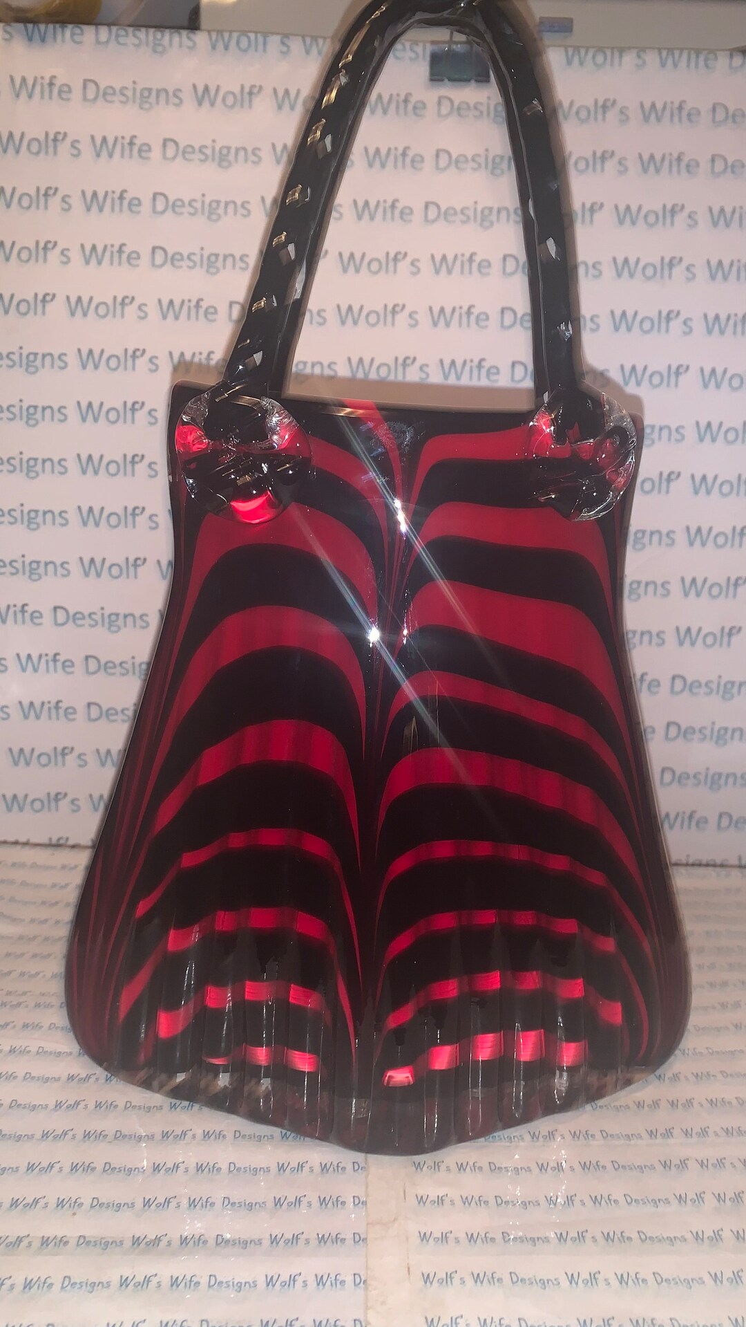 Red and Black Hand Blown Purse Murano Style Blown Glass Purse - Etsy