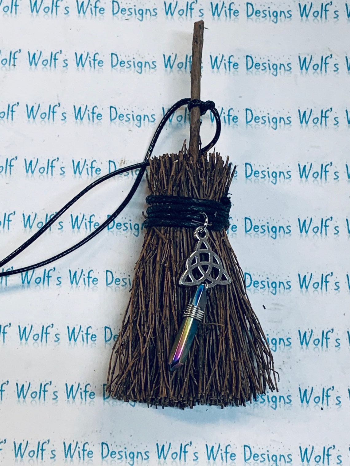 Handmade Wiccan Mini Witch Broom Pentagram or Triquetra Symbol | Etsy