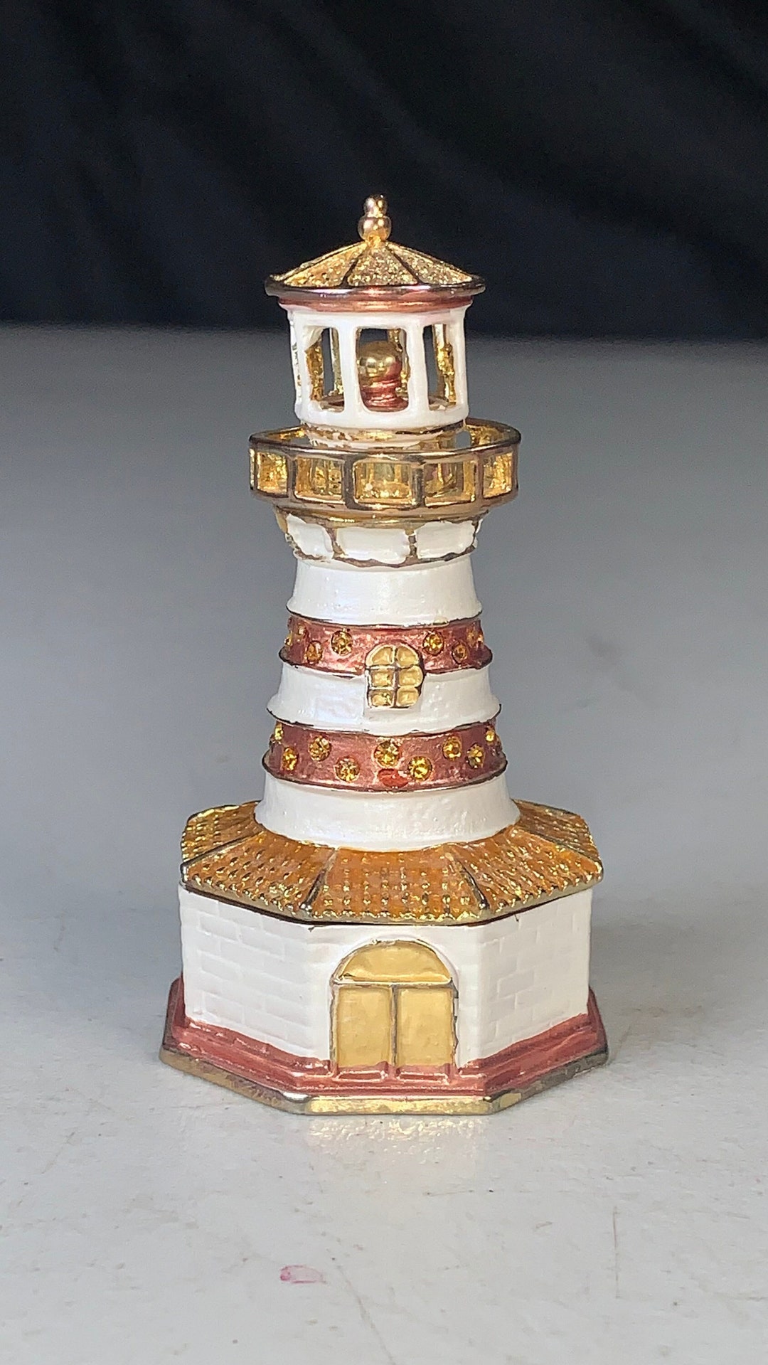Beautiful Bejeweled Enamel Light House Lighthouse Trinket Box - Etsy