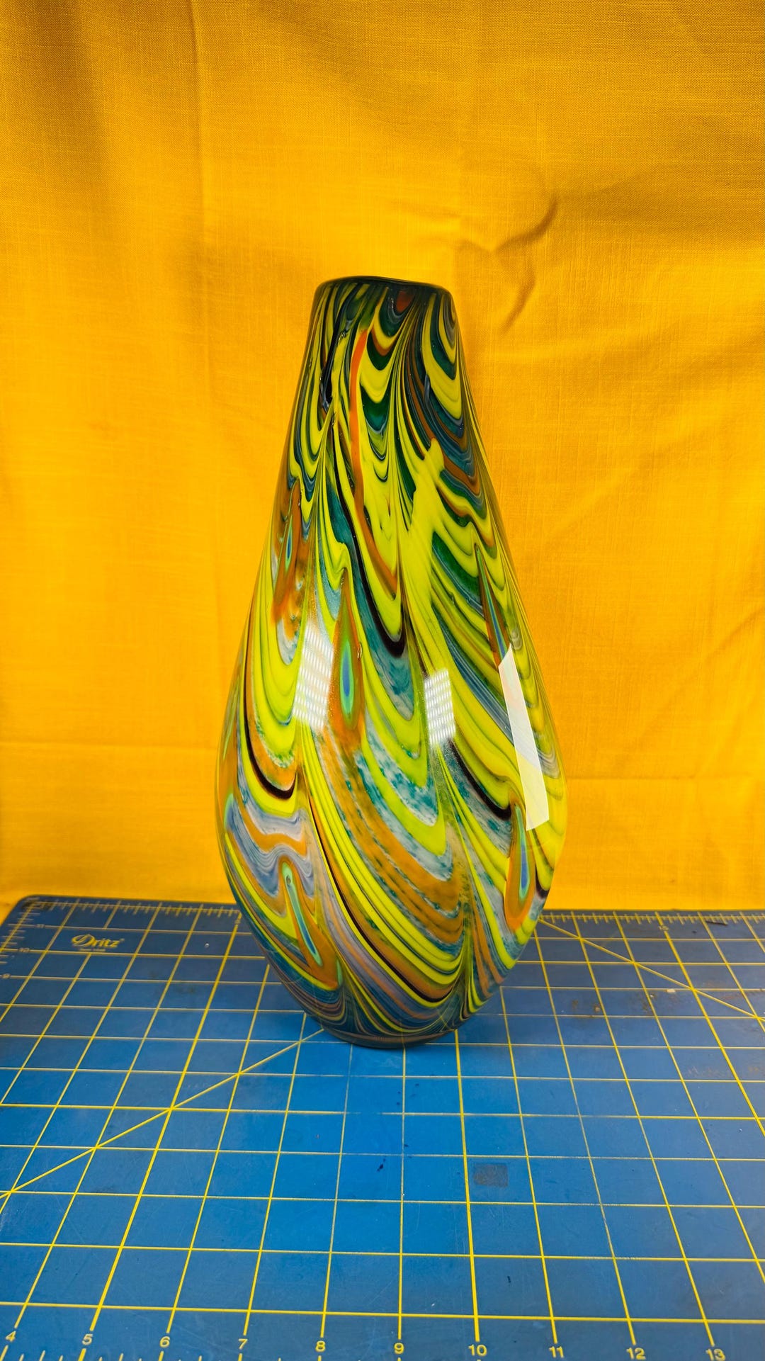 Murano Style Art Glass Tear Drop Shape Vase Red Inside Blawn Glass Vase ...