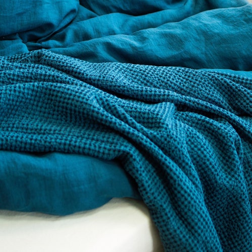 Waffle Blanket in Lake Blue. Extra Soft Waffle Throw Blanket. - Etsy