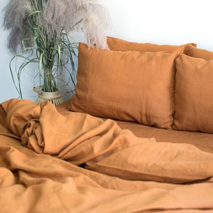 CINNAMON LINEN BEDDING Set. 3 Pieces. Stonewashed Linen - Etsy