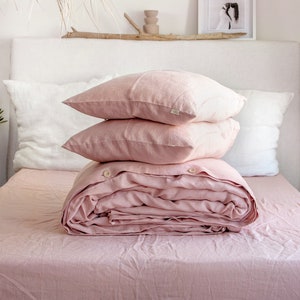 Linen Bedding Set in Dusty Rose. 3 Piece Set in King, Queen, Twin, Full ...