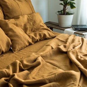 Linen Pillowcase in Mustard Color - Yellow Mustard Linen Pillow Cover ...