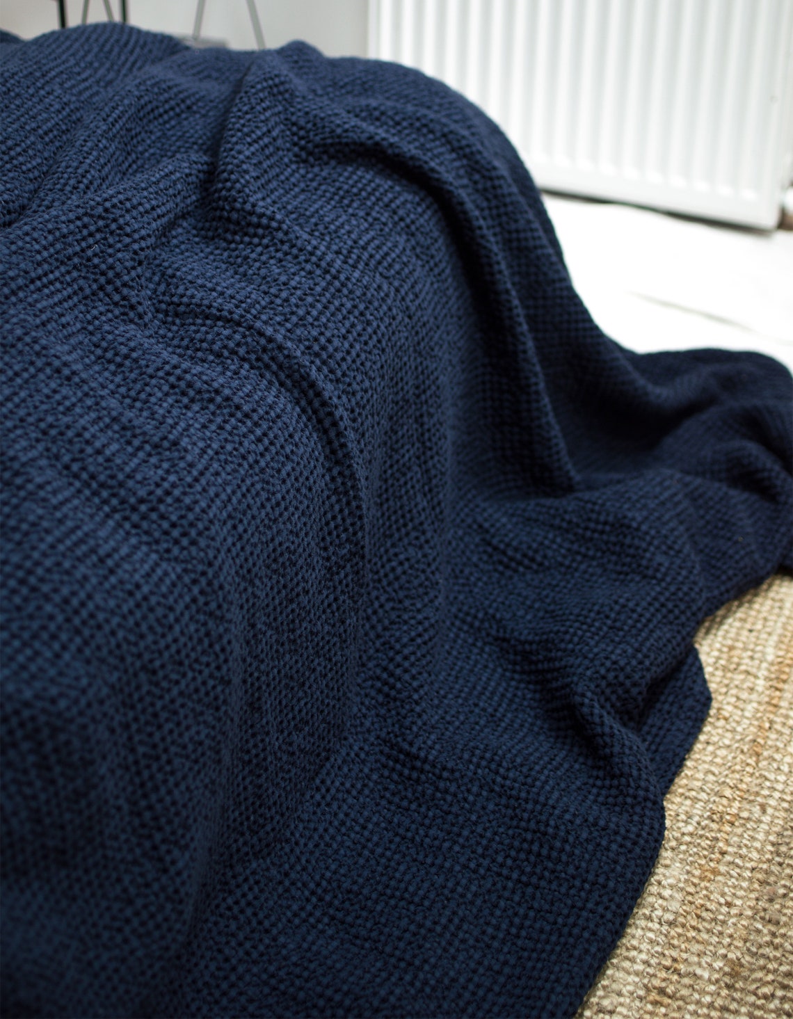 Waffle Coverlet in Midnight Blue. Waffle Bed Cover in Navy - Etsy