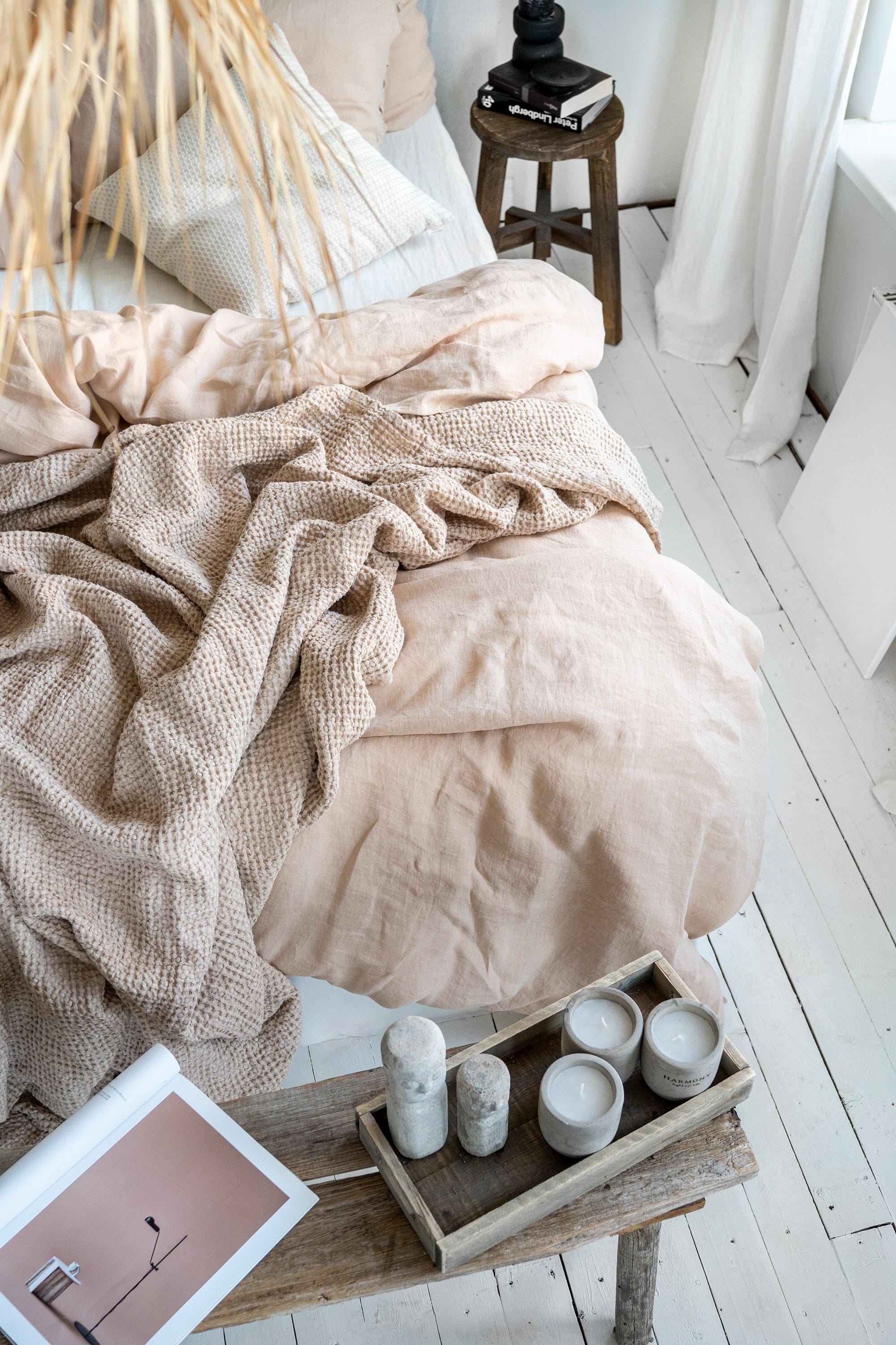 Linen Sheet Set in Cream - Fitted Sheet, Flat Sheet & 2 Pillowcases Set ...