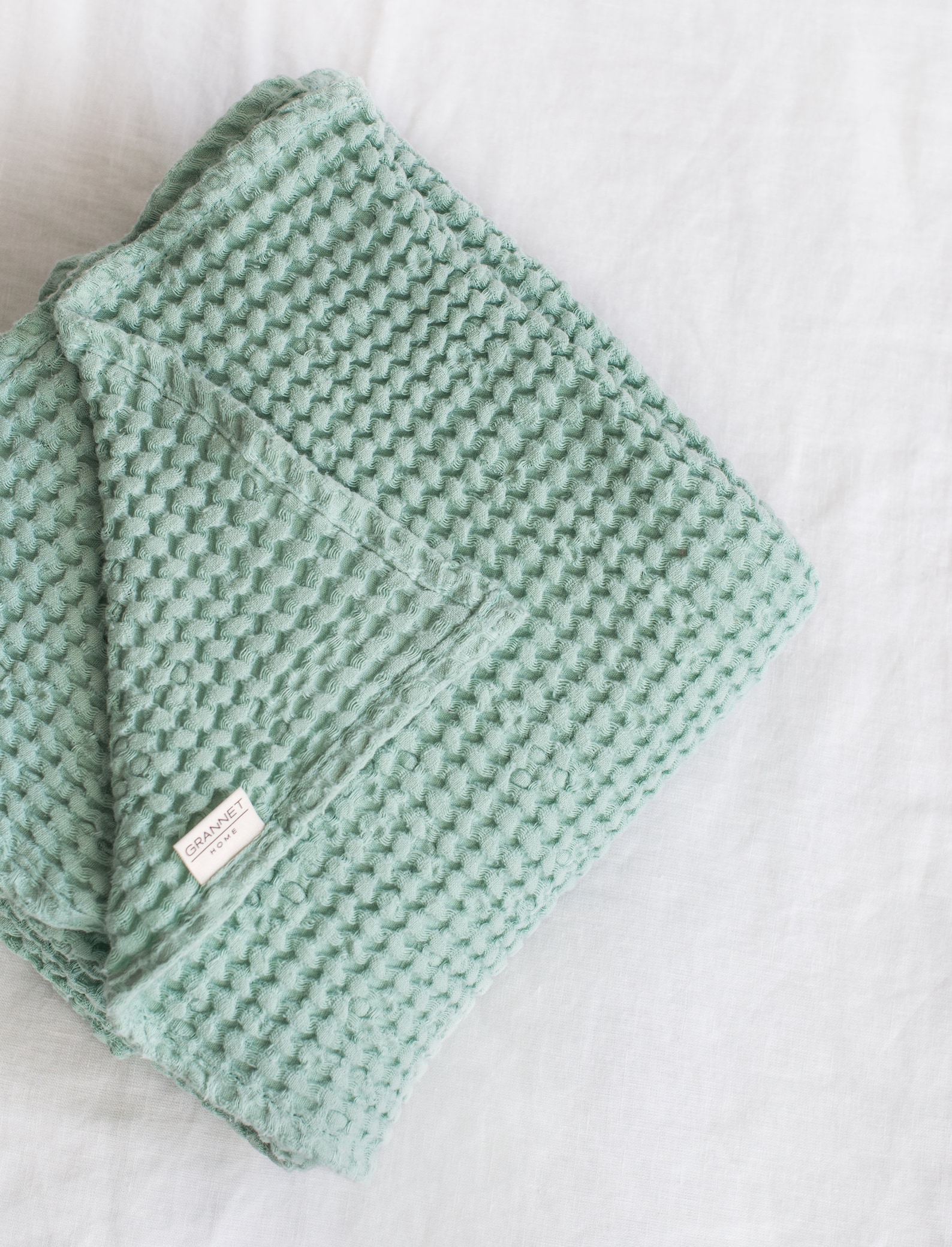 MINT GREEN WAFFLE Blanket. Linen Mint Green Bed Throw in Extra Soft and ...