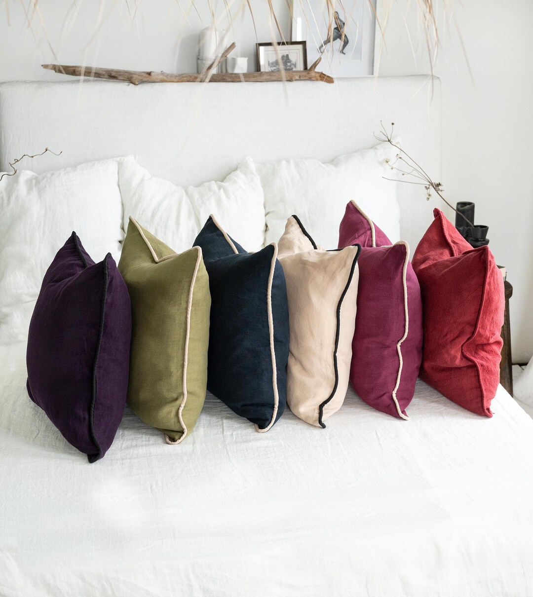 Linen Deco Pillowcase With Piping - Decorative Pillow Sham With Piping ...