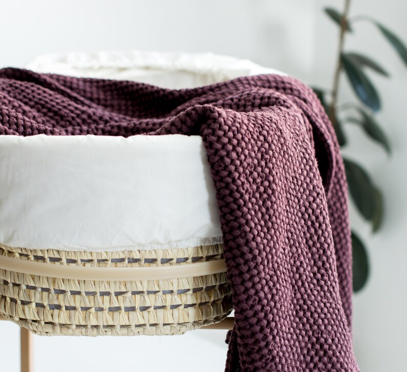 BURGUNDY LINEN BABY Blanket. Deep Ruby Waffle Linen Throw - Etsy