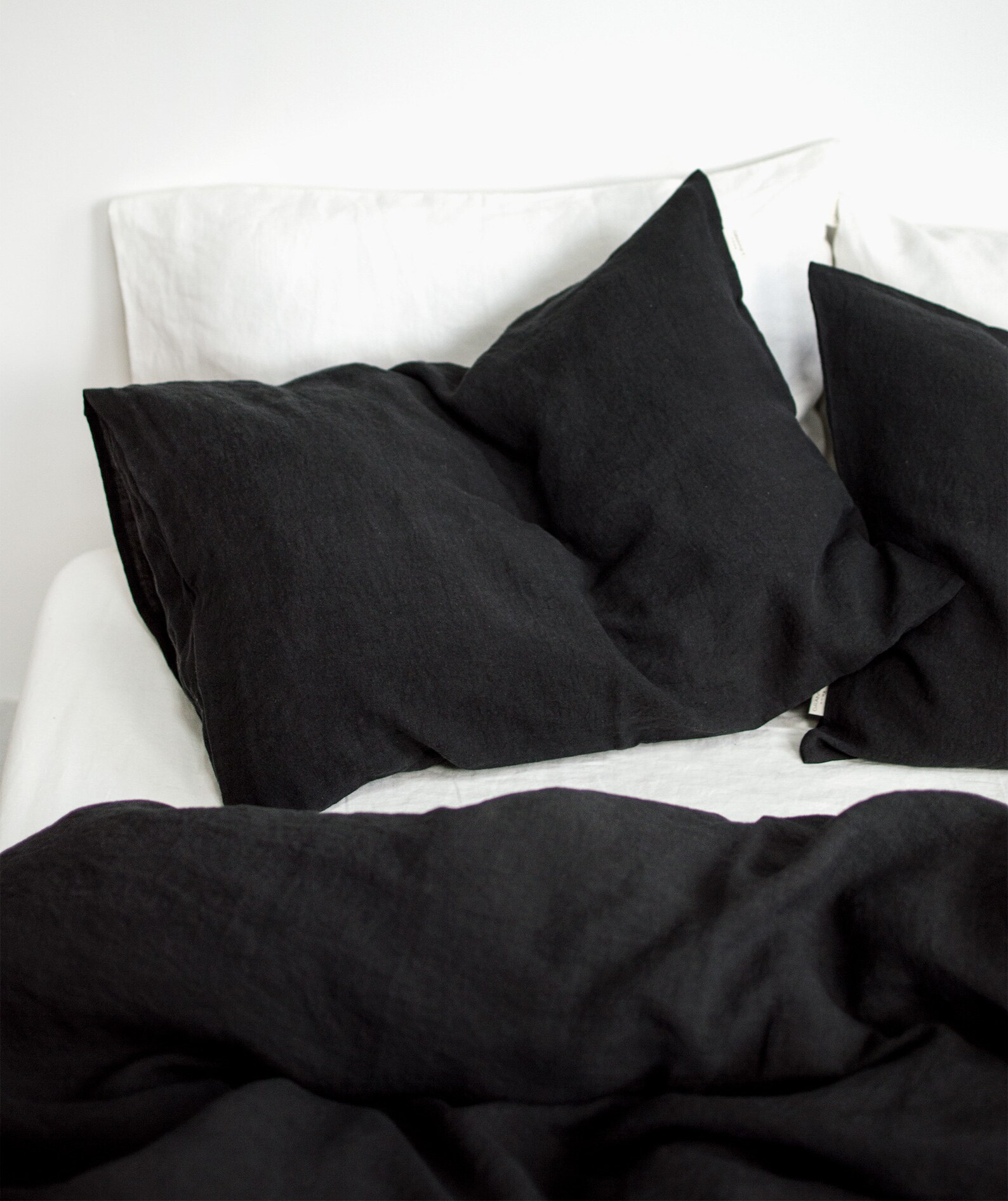 Linen Bedding Set in Space Black. 3 Piece Set in King Queen - Etsy
