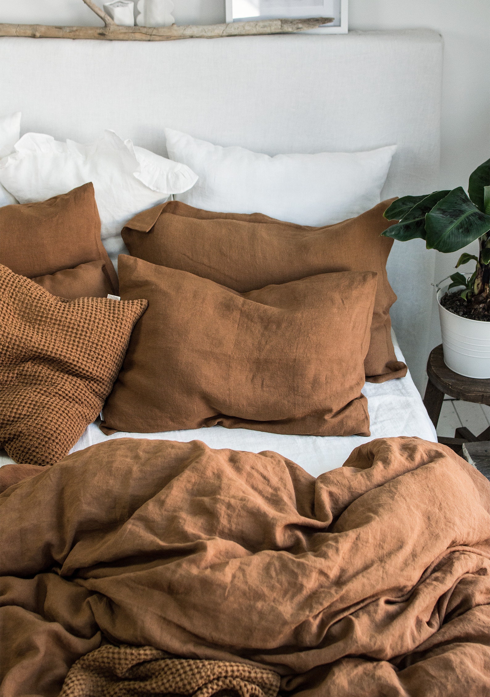 Linen Bedding Set in Tobacco. Duvet Cover and 2 Pillowcases Set. King ...