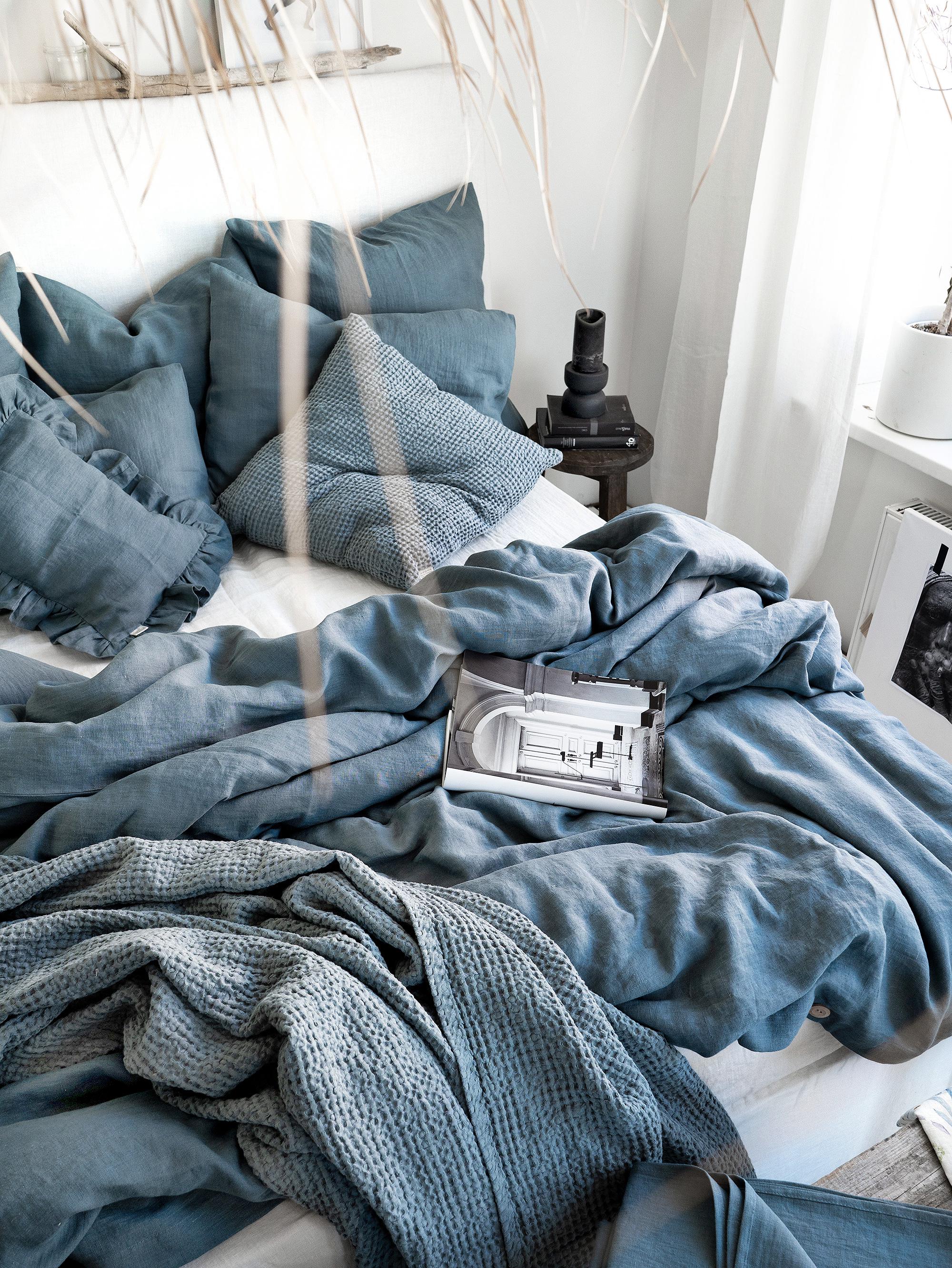 DUSTY BLUE LINEN Flat Sheet. Premium Soft Natural Linen Flat Sheet ...