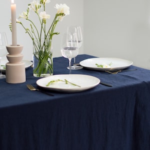 Linen Tablecloth in Midnight Blue. Navy Tablecloth for Round and ...